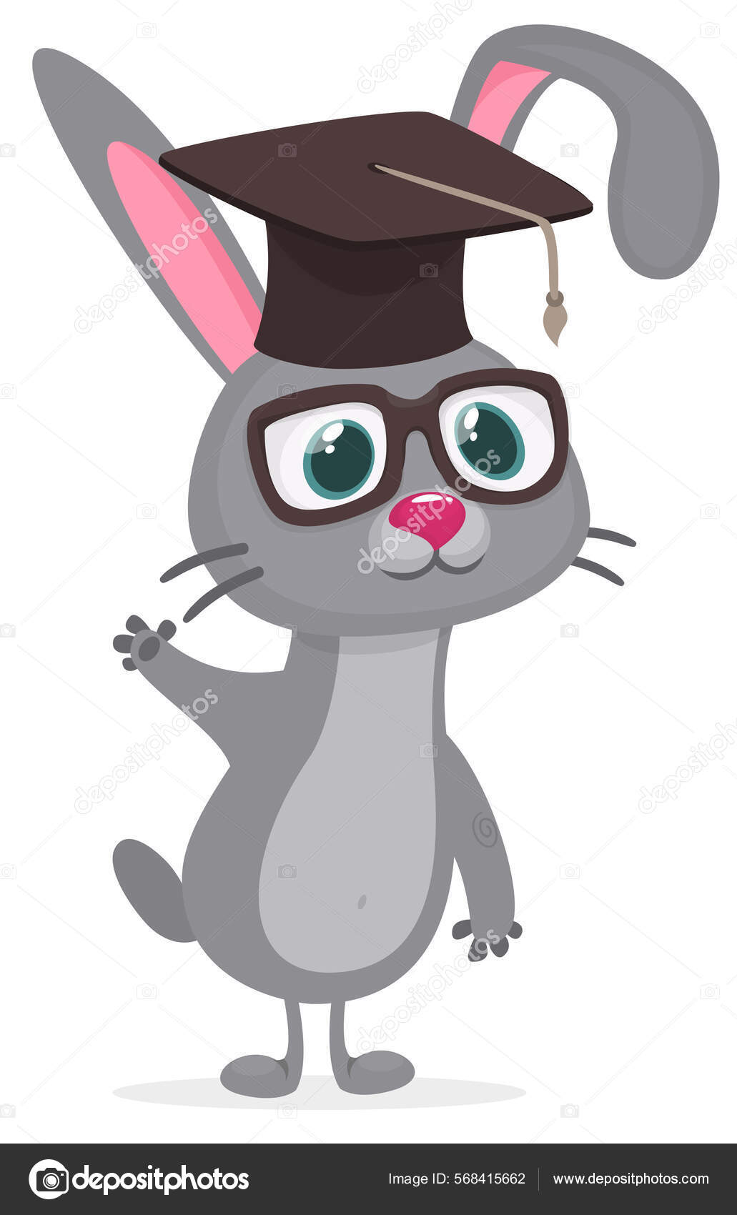 Cute Bunny Cartoon Wearing Eyeglasses Easter Vector Rabbit Illustration ...