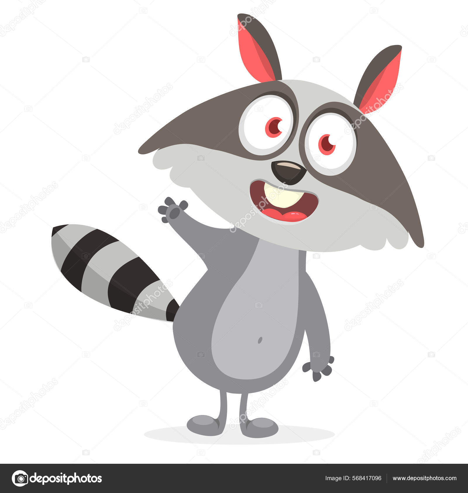 Happy Excited Cartoon Raccoon Badger Wild Forest Animal Collection Baby ...