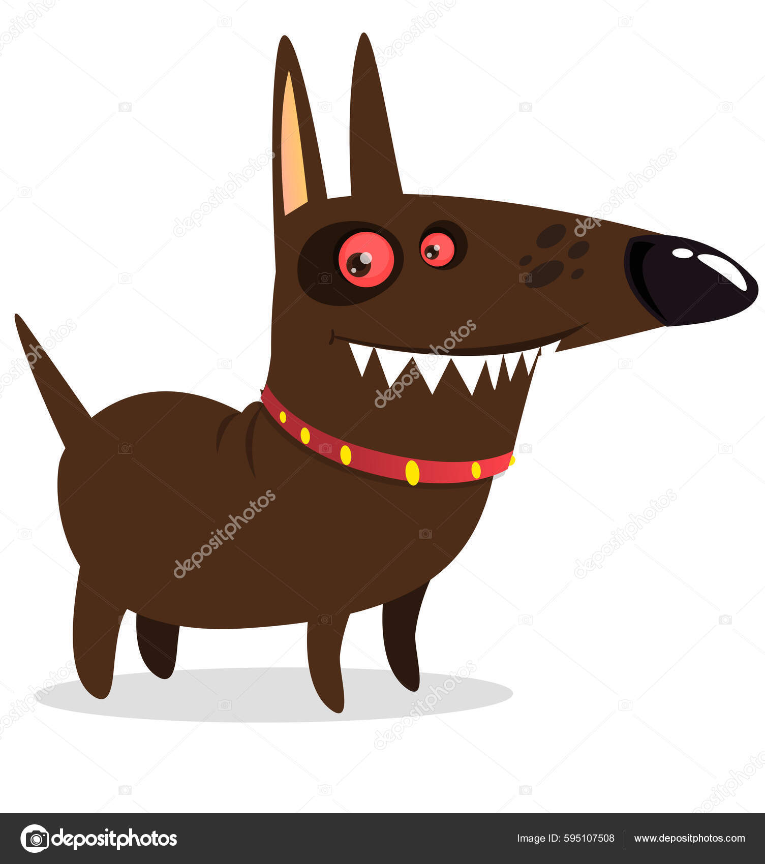 Cartoon Security Guard Dog Breed Bullterrier Vector Illustration ...