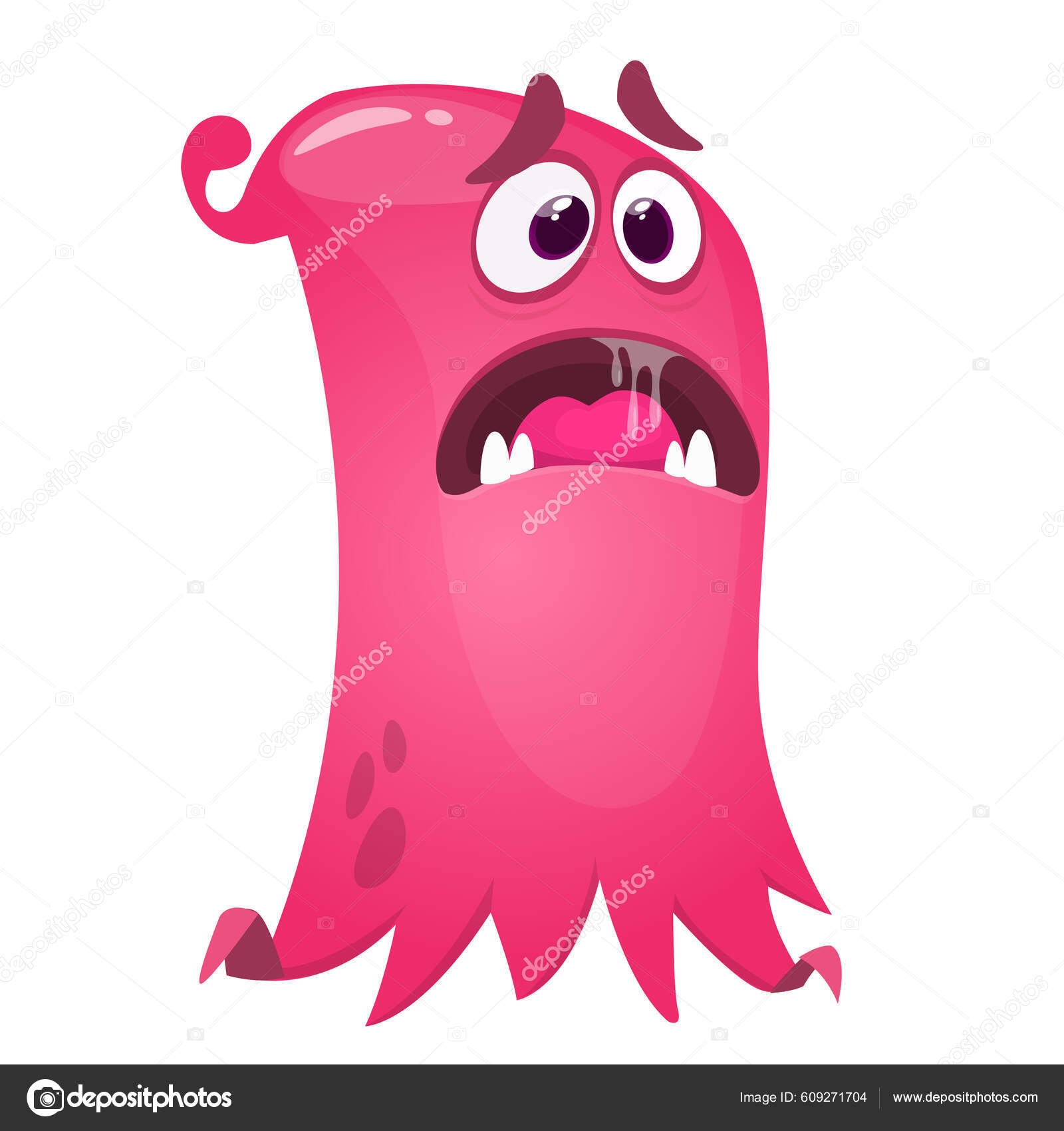 Image vectorielle Monstre Rose Dessin Animé Colère Avec Émotion ...