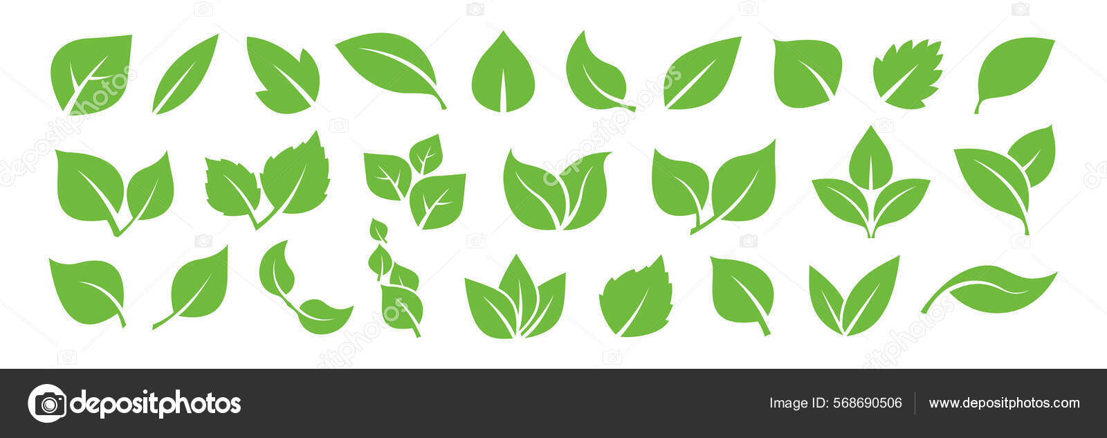 Leaf icon set. Silhouette of leafs. Design elements for ecology. Vector ...