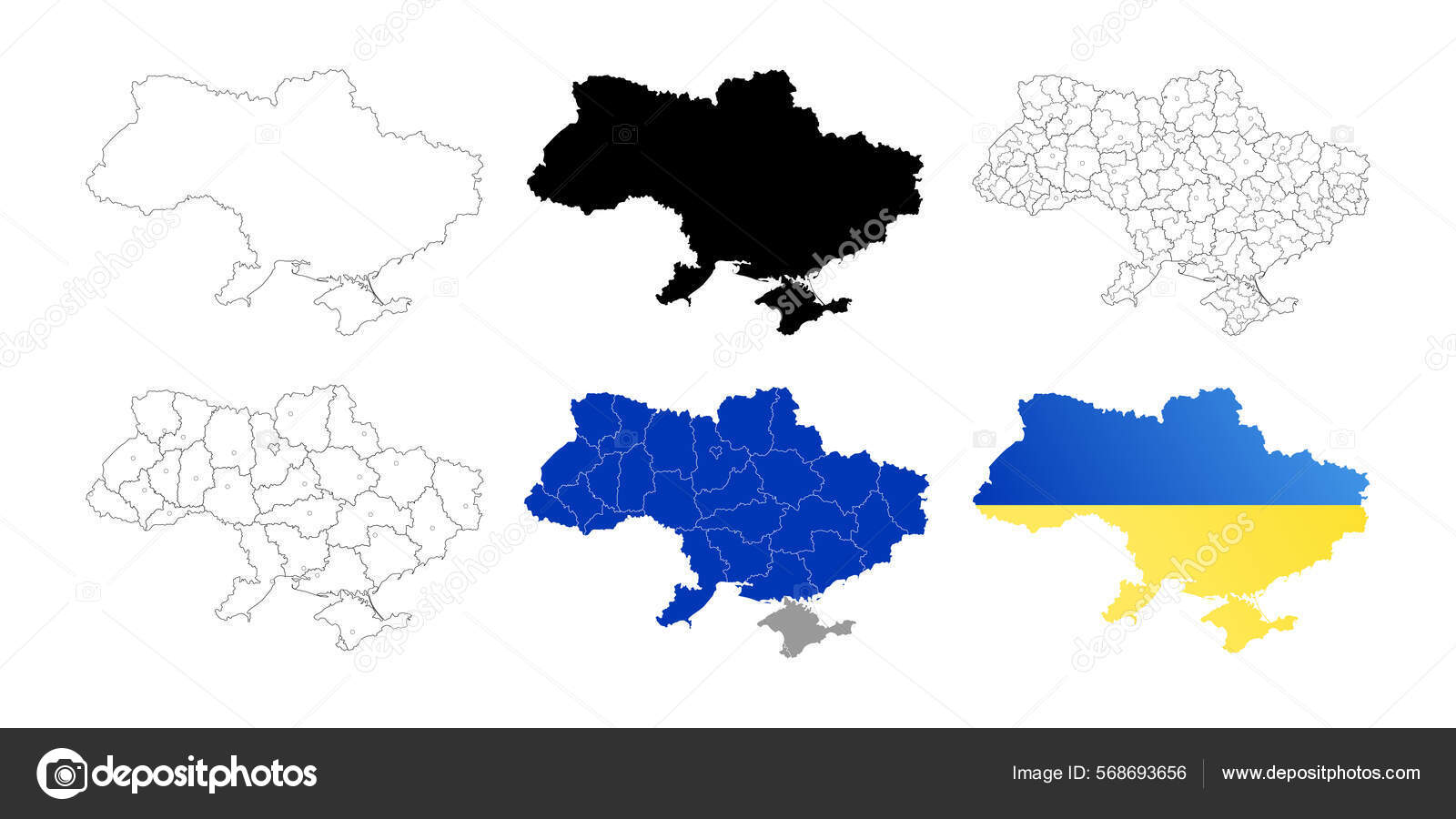 Ukraine map set. Map of the administrative-territorial division of ...