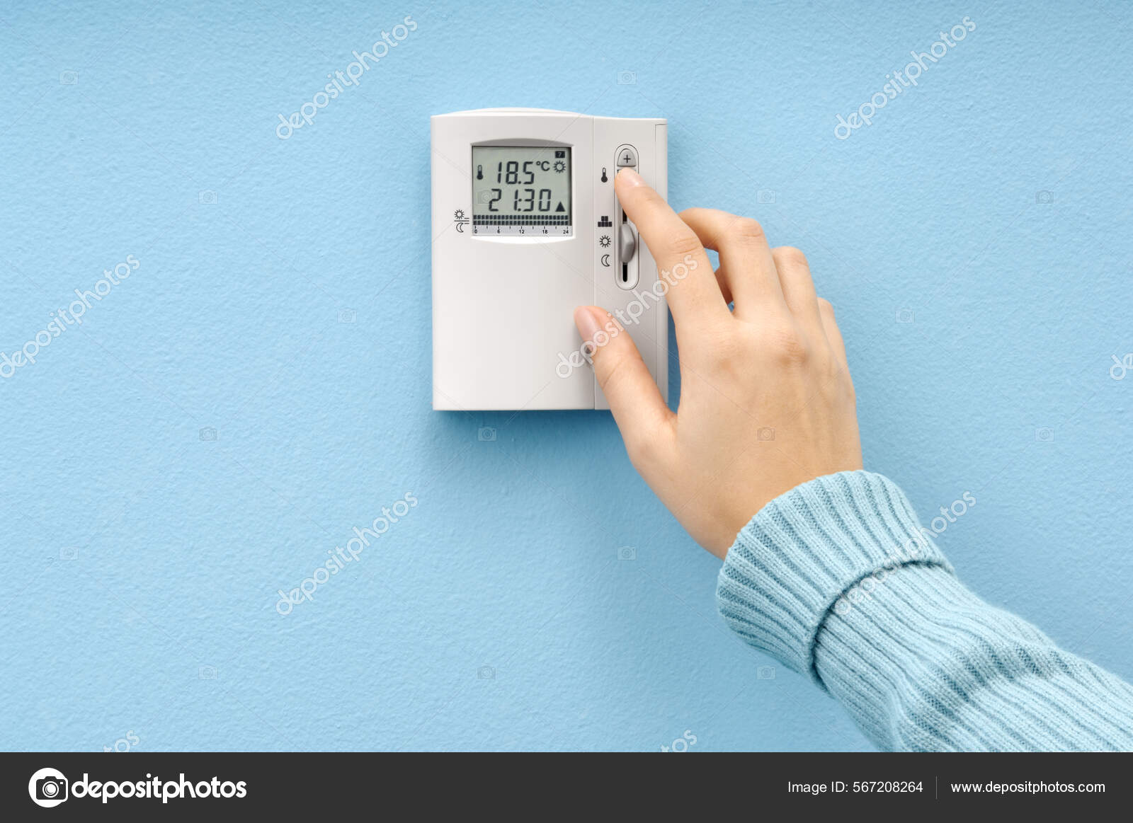 Temperature Regulation Electronic Hourly Thermostat — Stock Photo ...