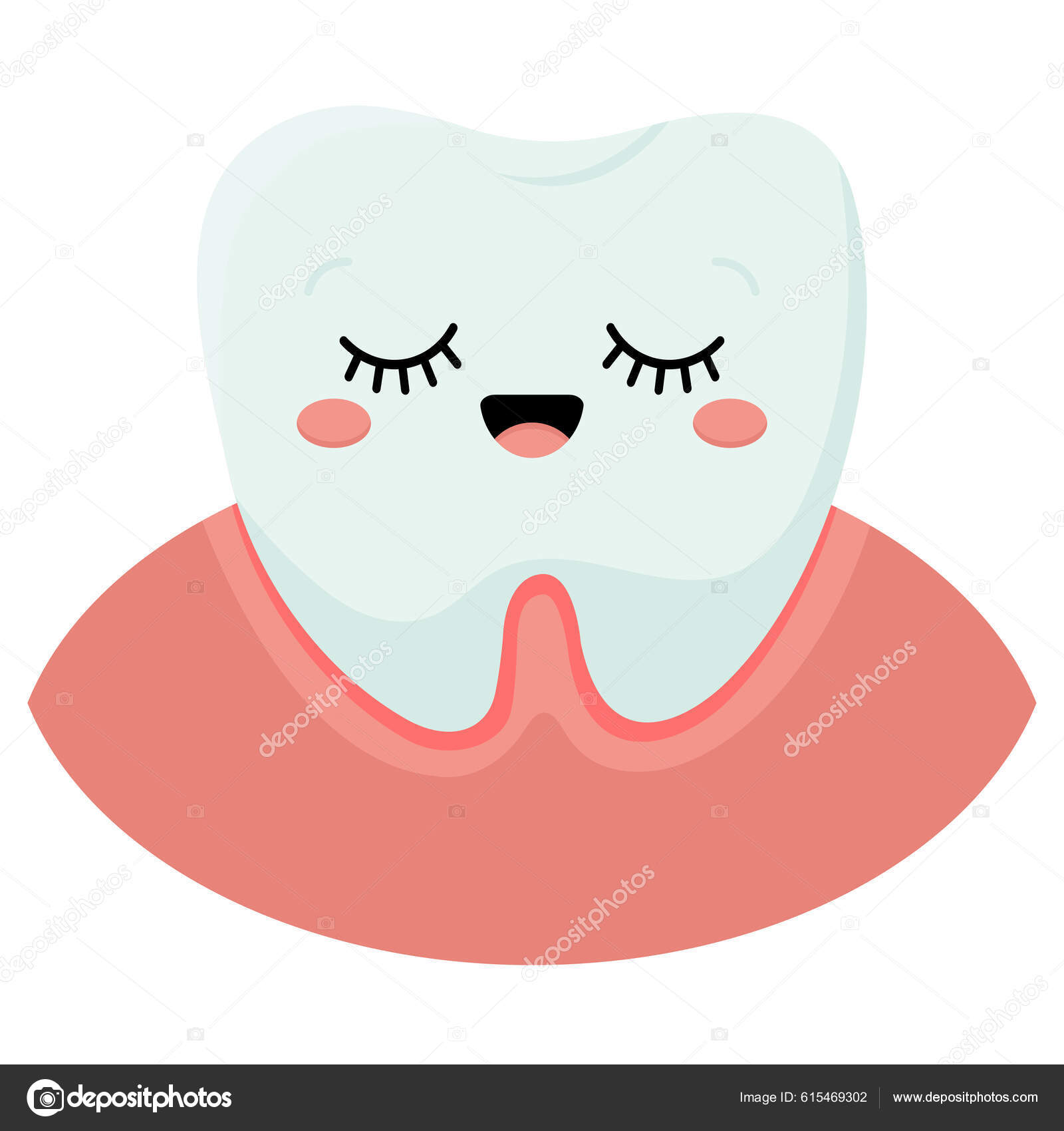 Cartoon Tooth Illustration Happy Sleeping Tooth Vector Illustration ...