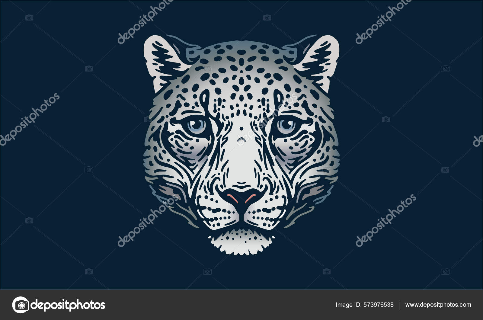 Snow Leopard Dark Background Vector Illustration Logo Sign Emblem Stock ...