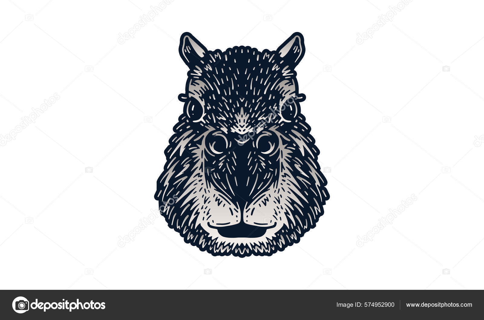 Capybara Head Illustration Vector Hand Drawn Isolated Light Background ...