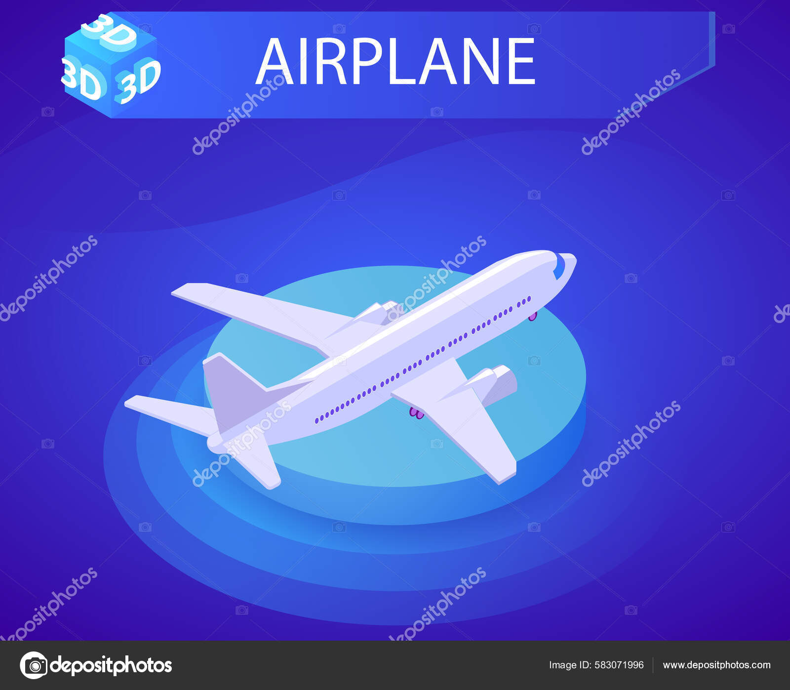 Airplane Isometric Design Icon Vector Web Illustration Colorful Concept ...