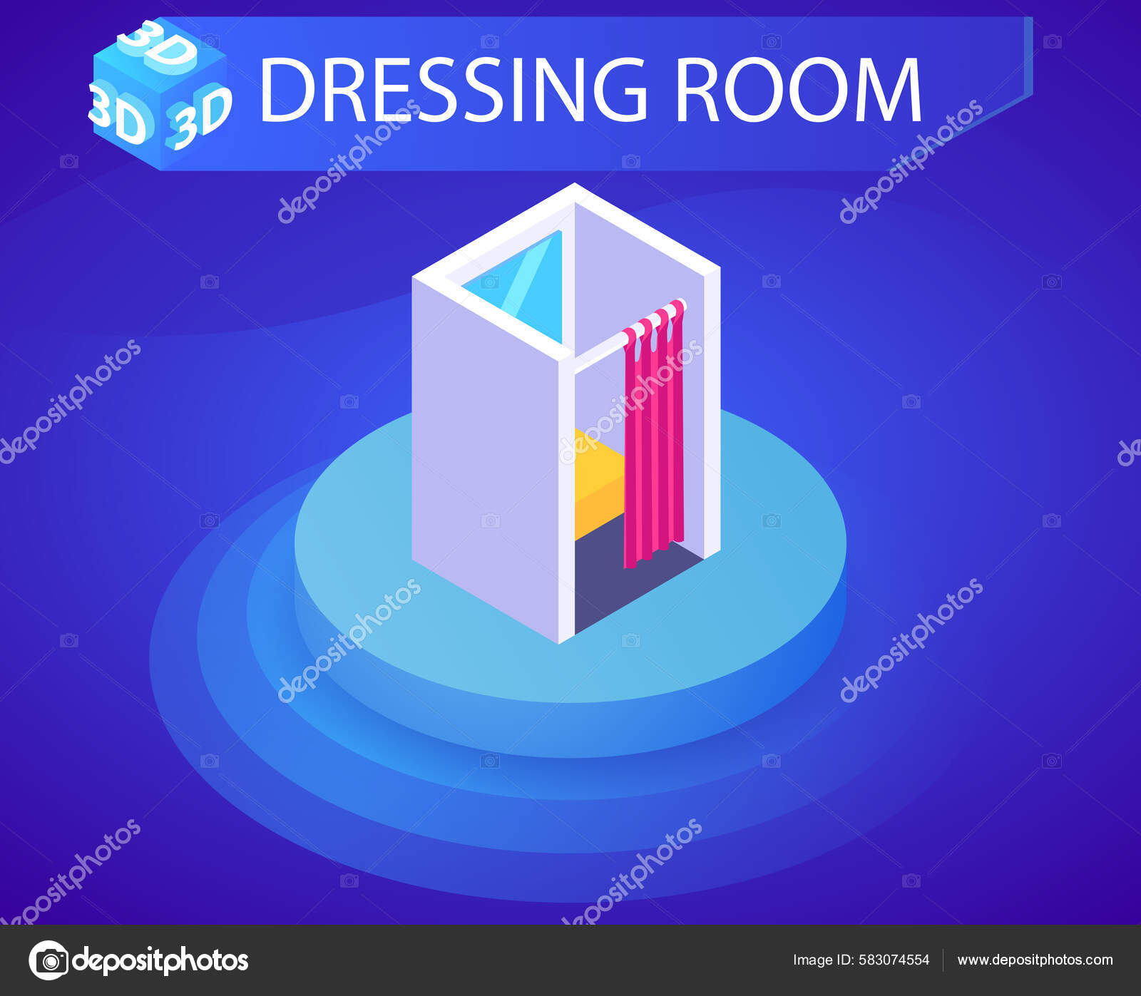 Dressing Room Isometric Design Icon Vector Web Illustration Colorful ...