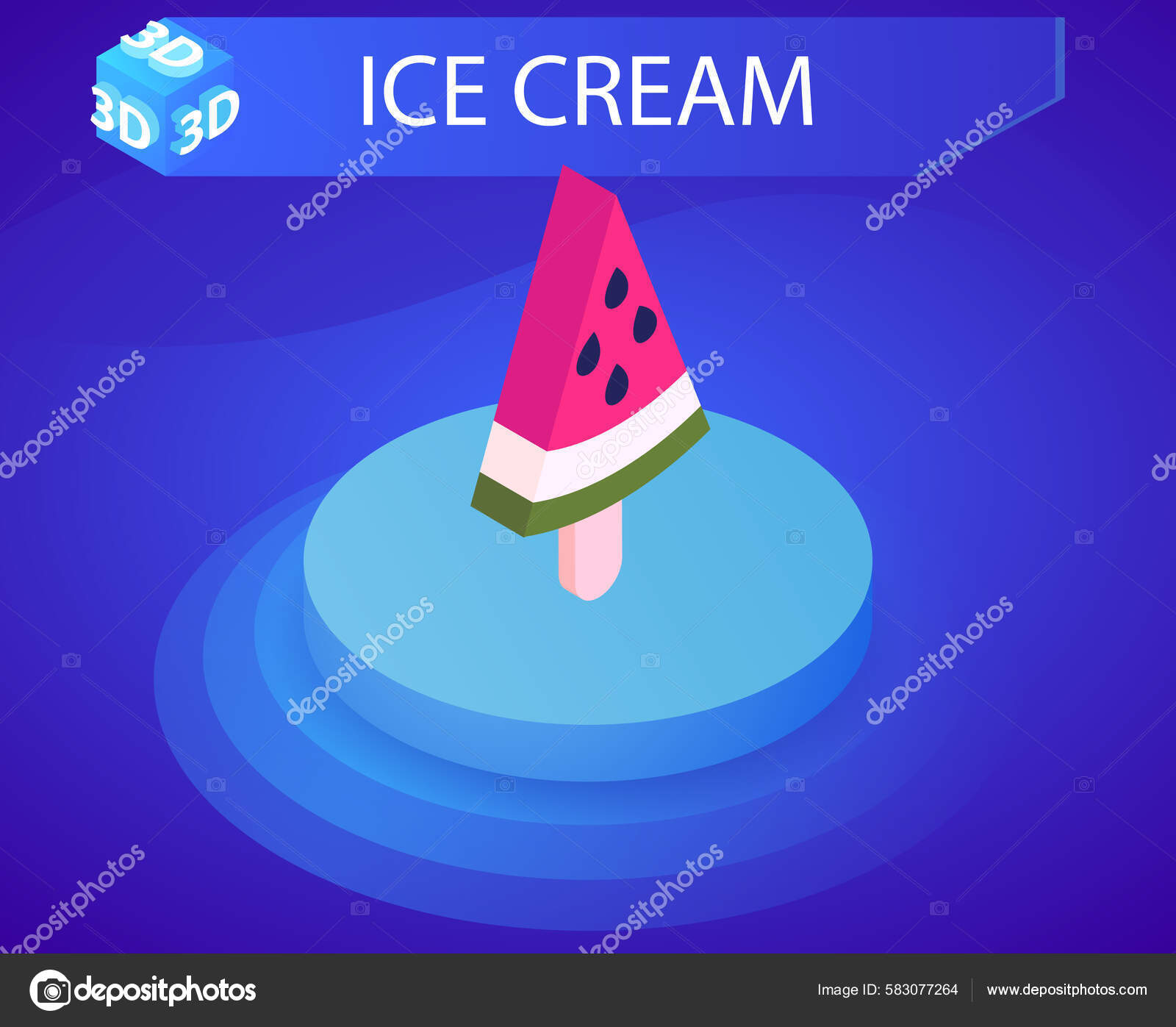 Ice Cream Isometric Design Icon Vector Web Illustration Colorful ...