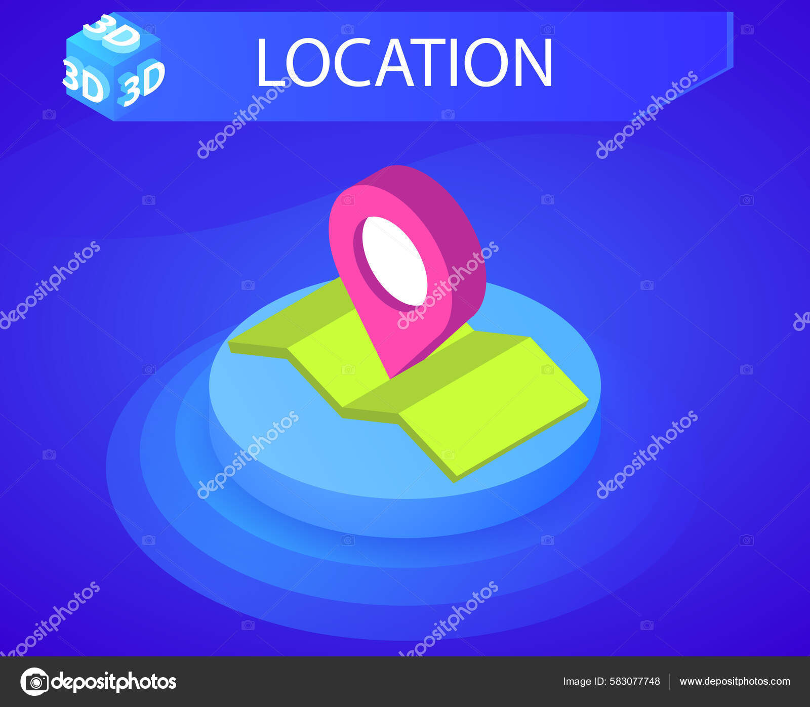 Location Isometric Design Icon Vector Web Illustration Colorful Concept ...