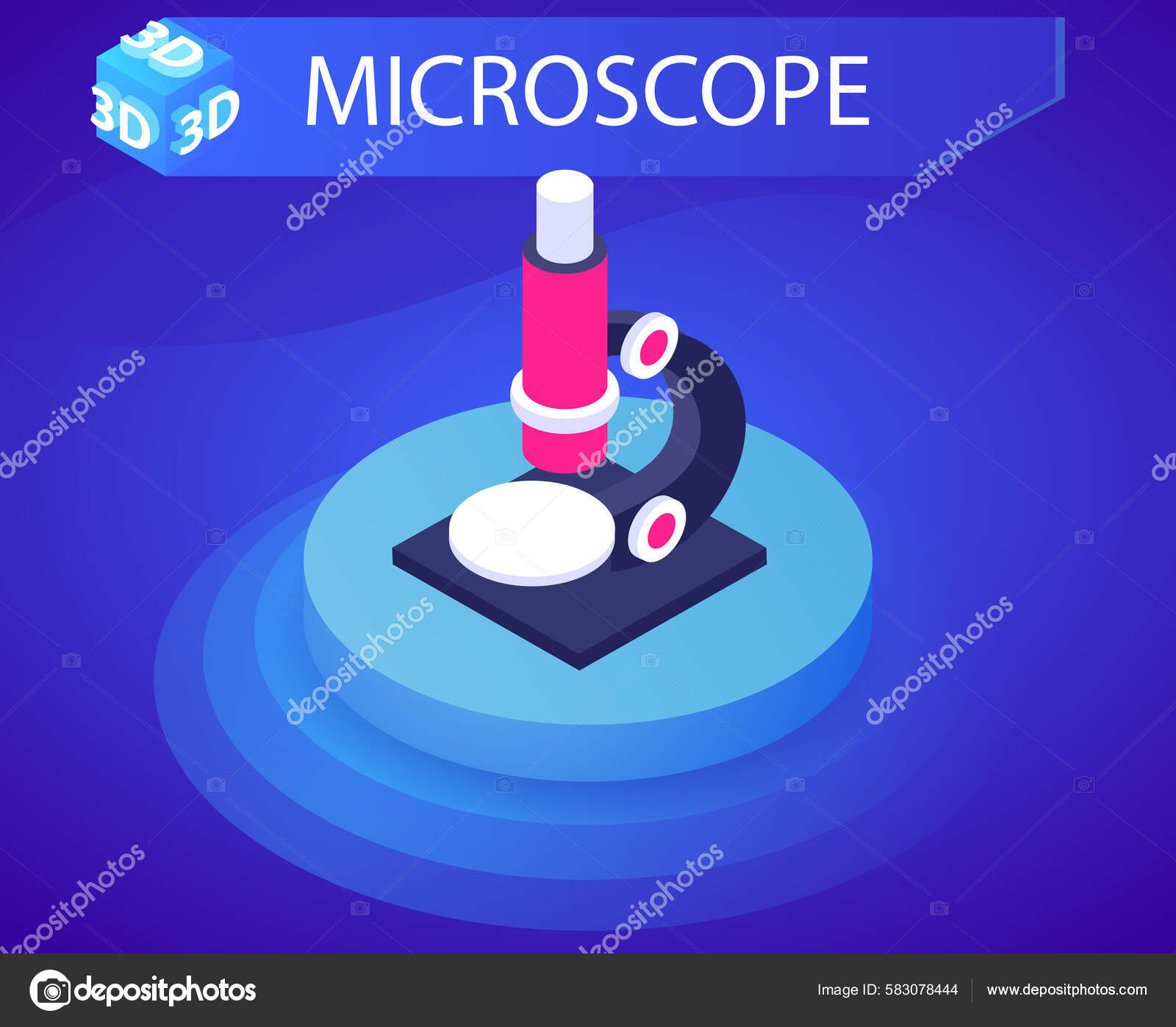 Microscope Isometric Design Icon Vector Web Illustration Colorful ...
