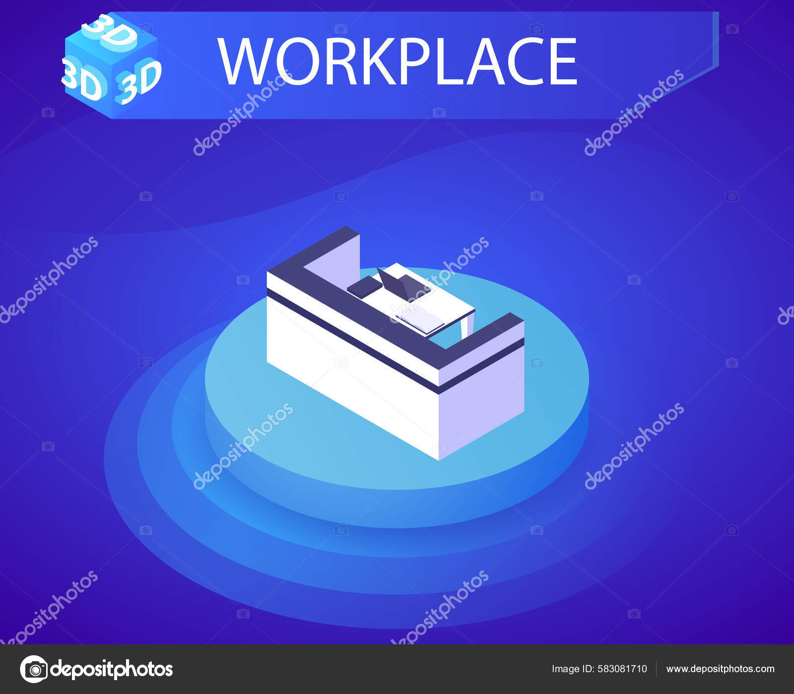 Workplace Isometric Design Icon Vector Web Illustration Colorful Concept Stock Vector Image by ...