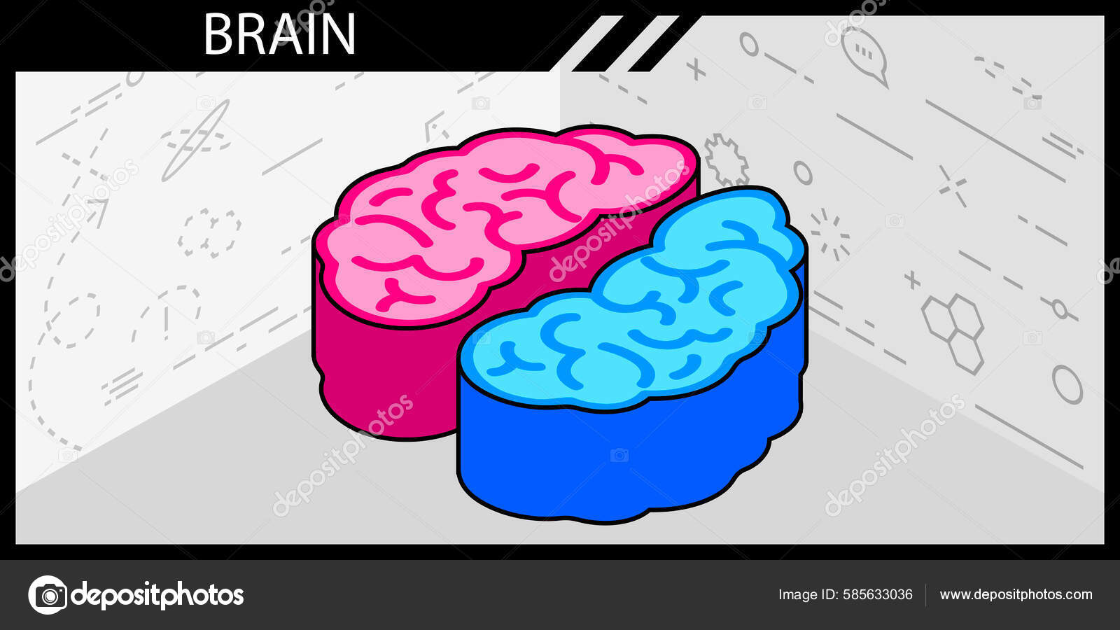 Brain Isometric Design Icon Vector Web Illustration Colorful Concept ...