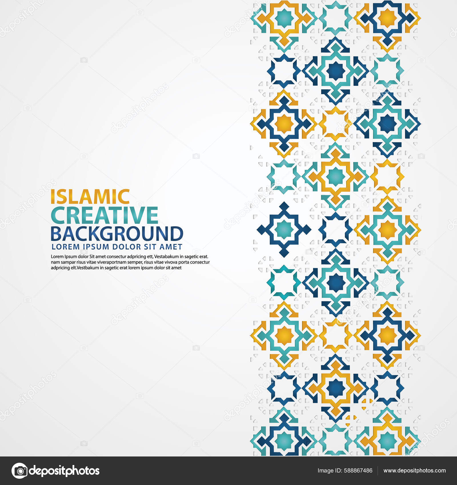 Islamic Greeting Card Banner Background Ornamental Colorful Detail ...