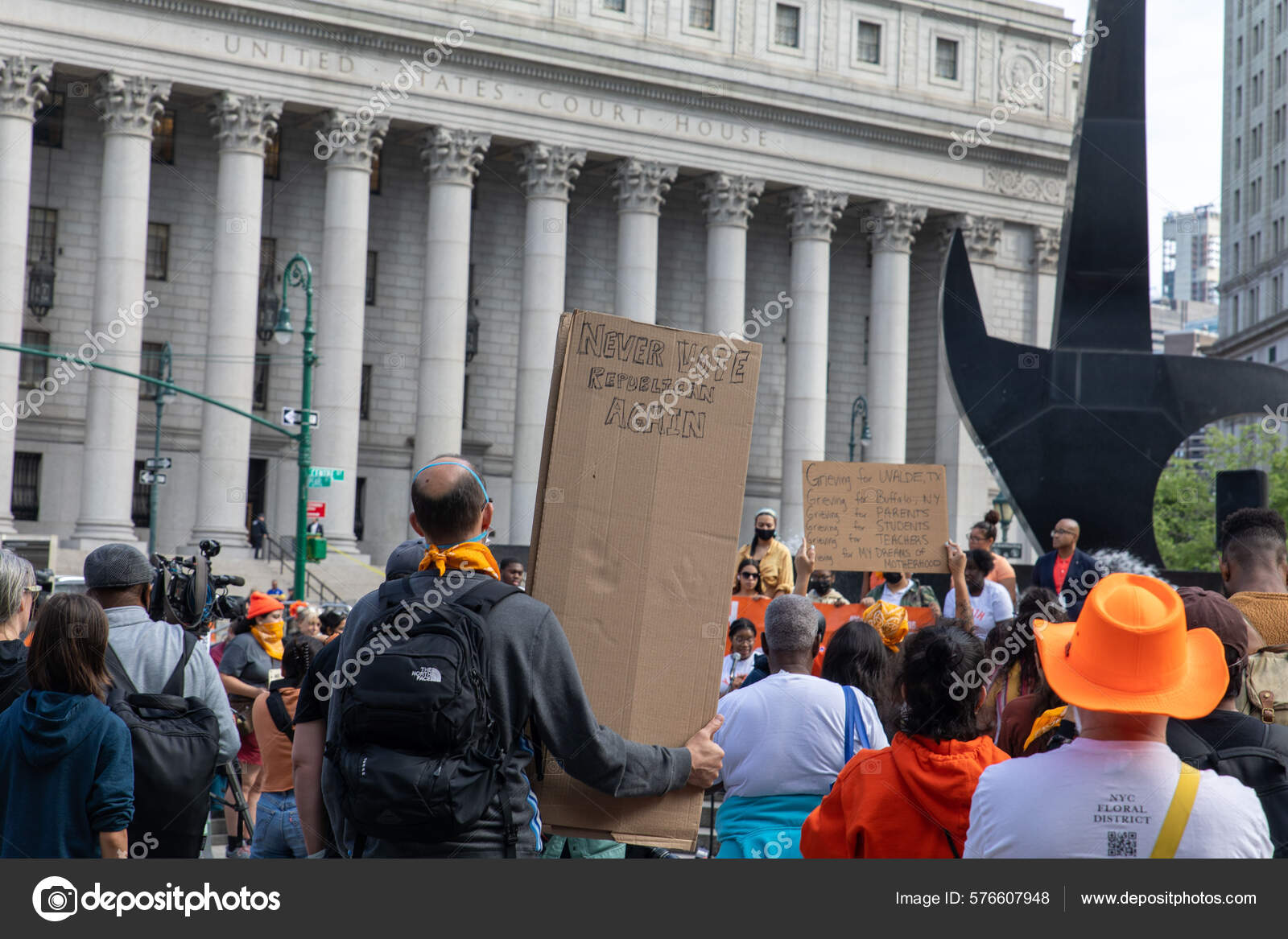 Group People Posters Youth Guns Protest Foley Square New York — Stock ...