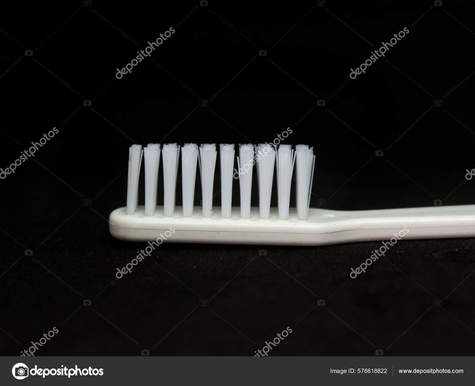 Closeup Side View White Toothbrush Isolated Black Background — Stock ...
