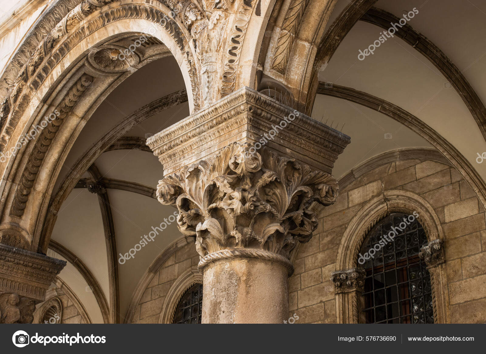 Gothic Stone Column Rector's Palace Dubrovnik Croatia Stock Photo by ...