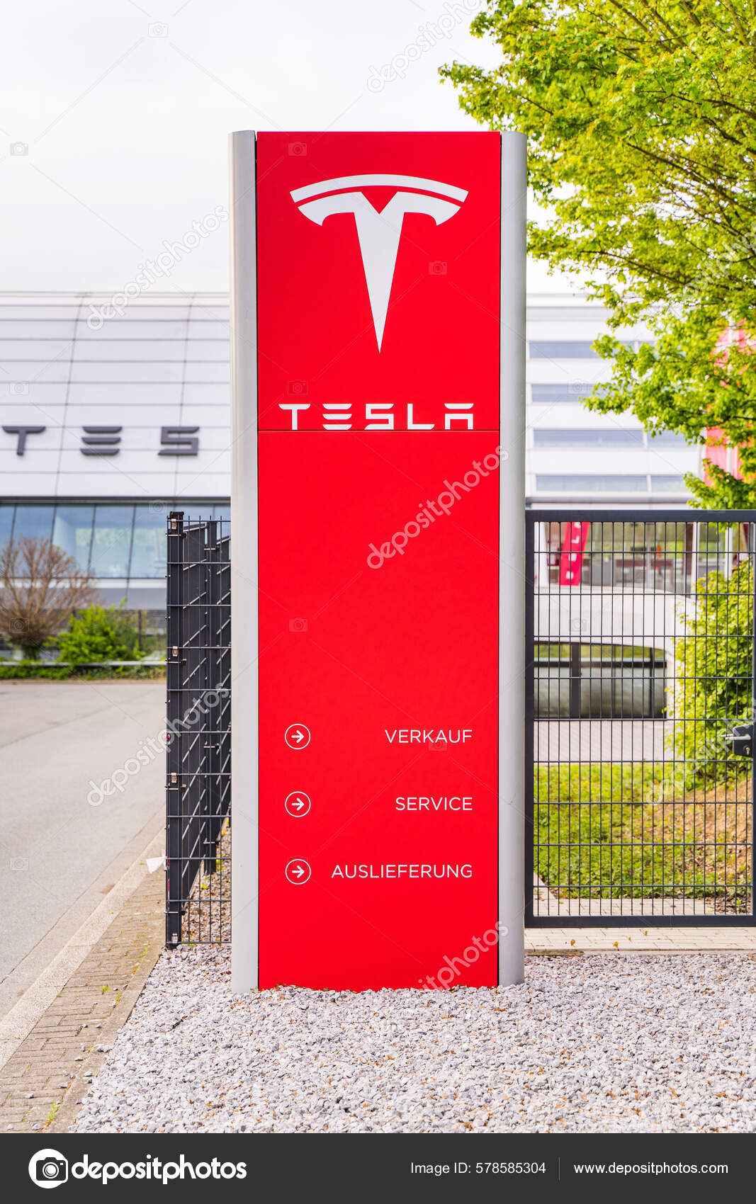 Tesla Logo Tesla Service Center Visible Hall – Stock Editorial Photo ...