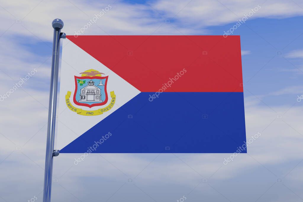 Una ilustración en 3D de la bandera de San Martín con un asta de la ...