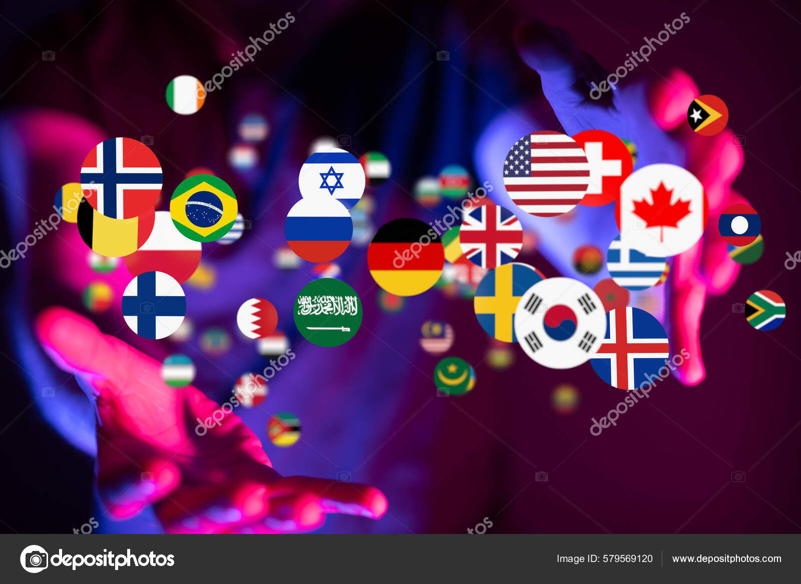 Globe International World Flags Dark Background Stock Photo by ...