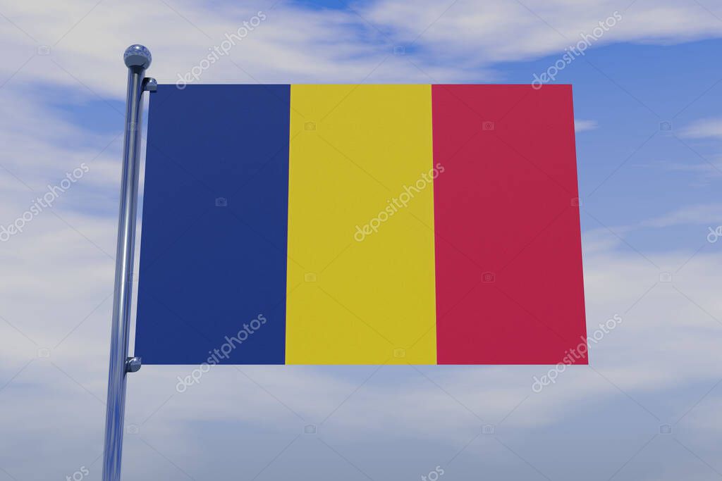 Una ilustración en 3D de la bandera de Chad con un asta de la bandera ...