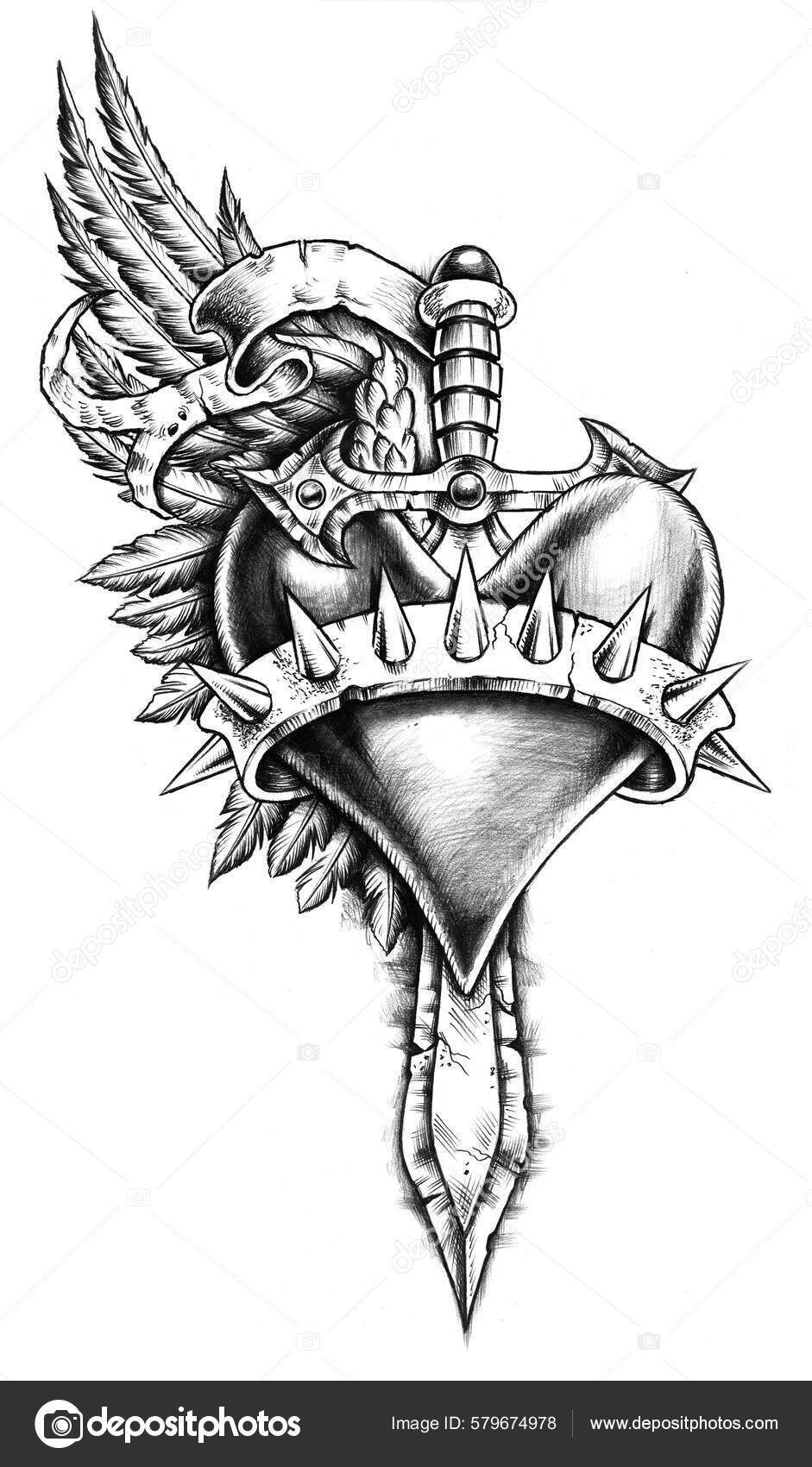 Heart With Sword Drawing