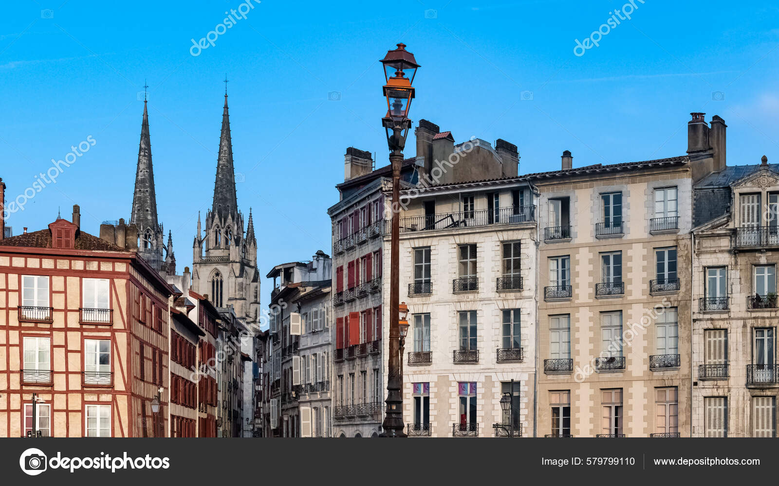 Bayonne Pays Basque Typical Facades Colorful Shutters Historic Center ...