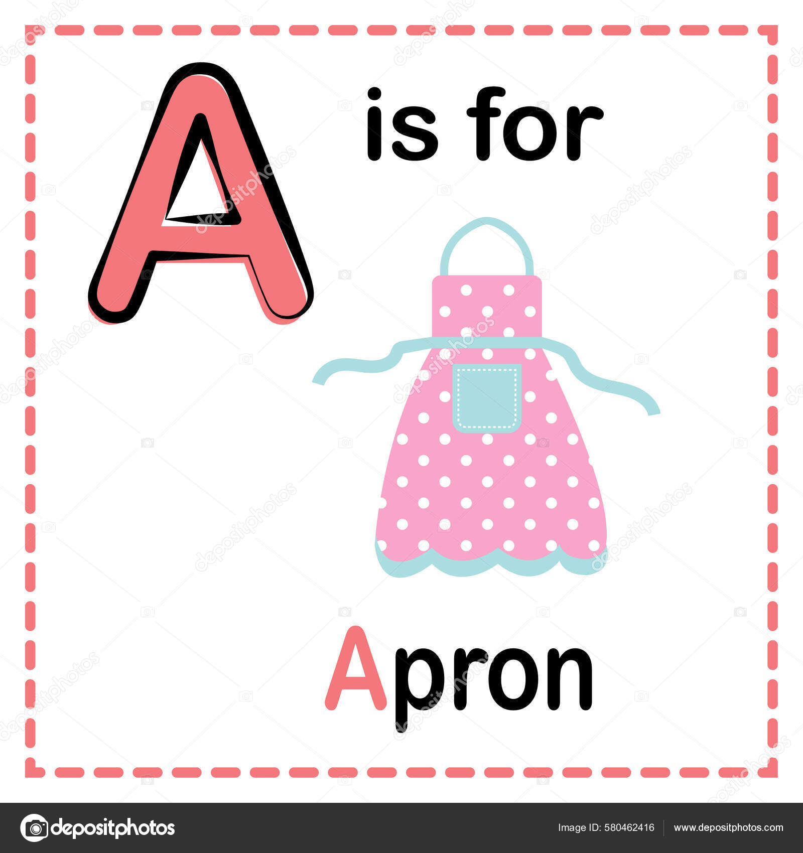 Sebuah Adalah Untuk Apron Alfabet Ilustrasi Flashcard Dengan Latar ...