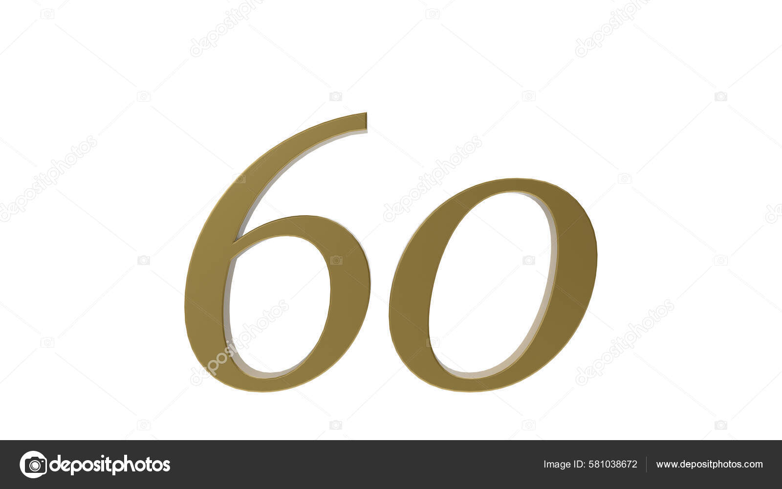 Gold Sixty Number Digit Metal Render Illustration — Stock Photo ...