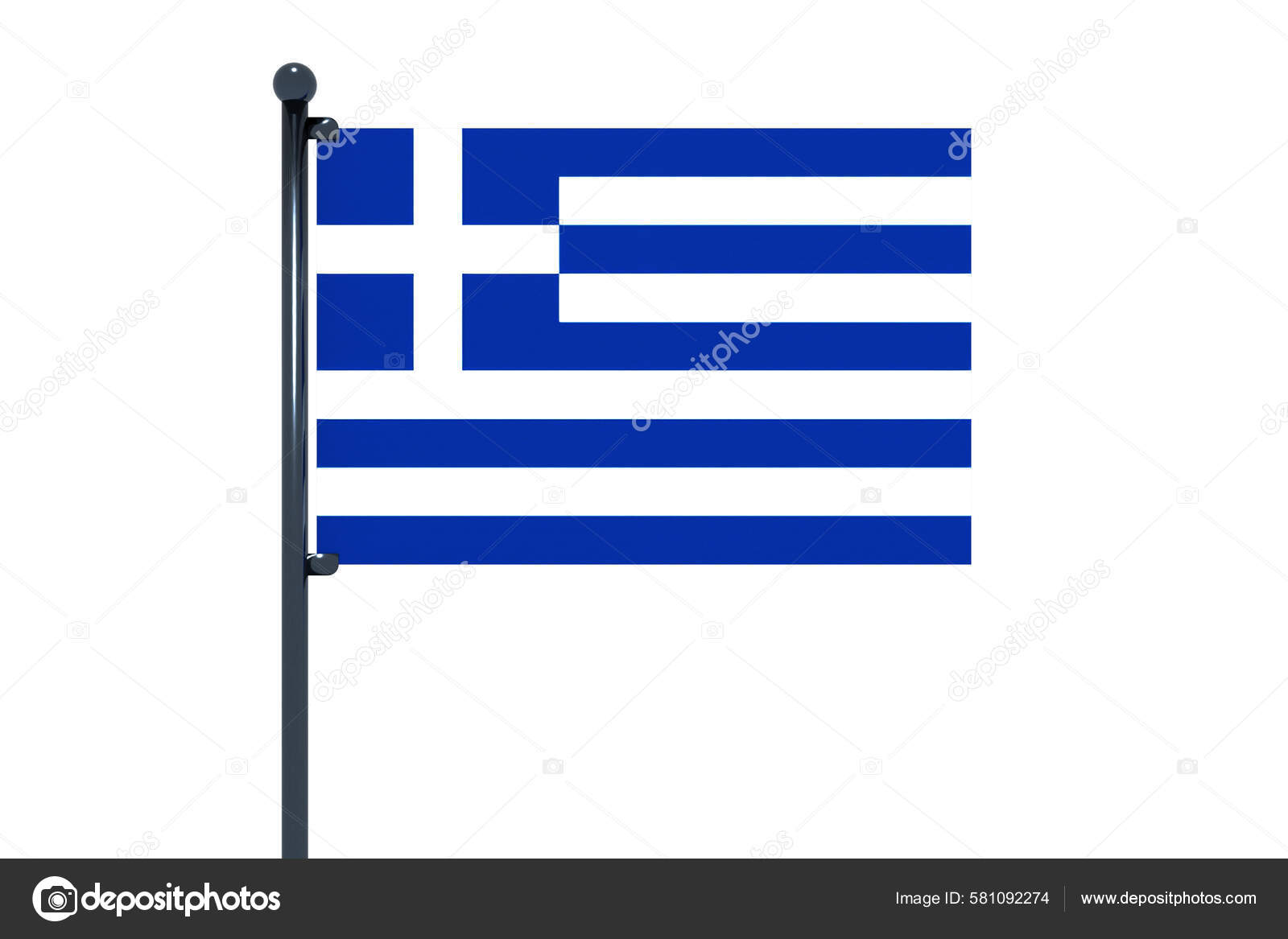 Flag Greece Swith Pole Isolated White Background Stock Photo by ...