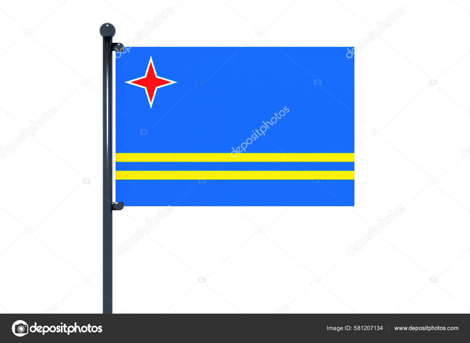 Flag Aruba Pole Isolated White Background — Stock Photo © wirestock ...