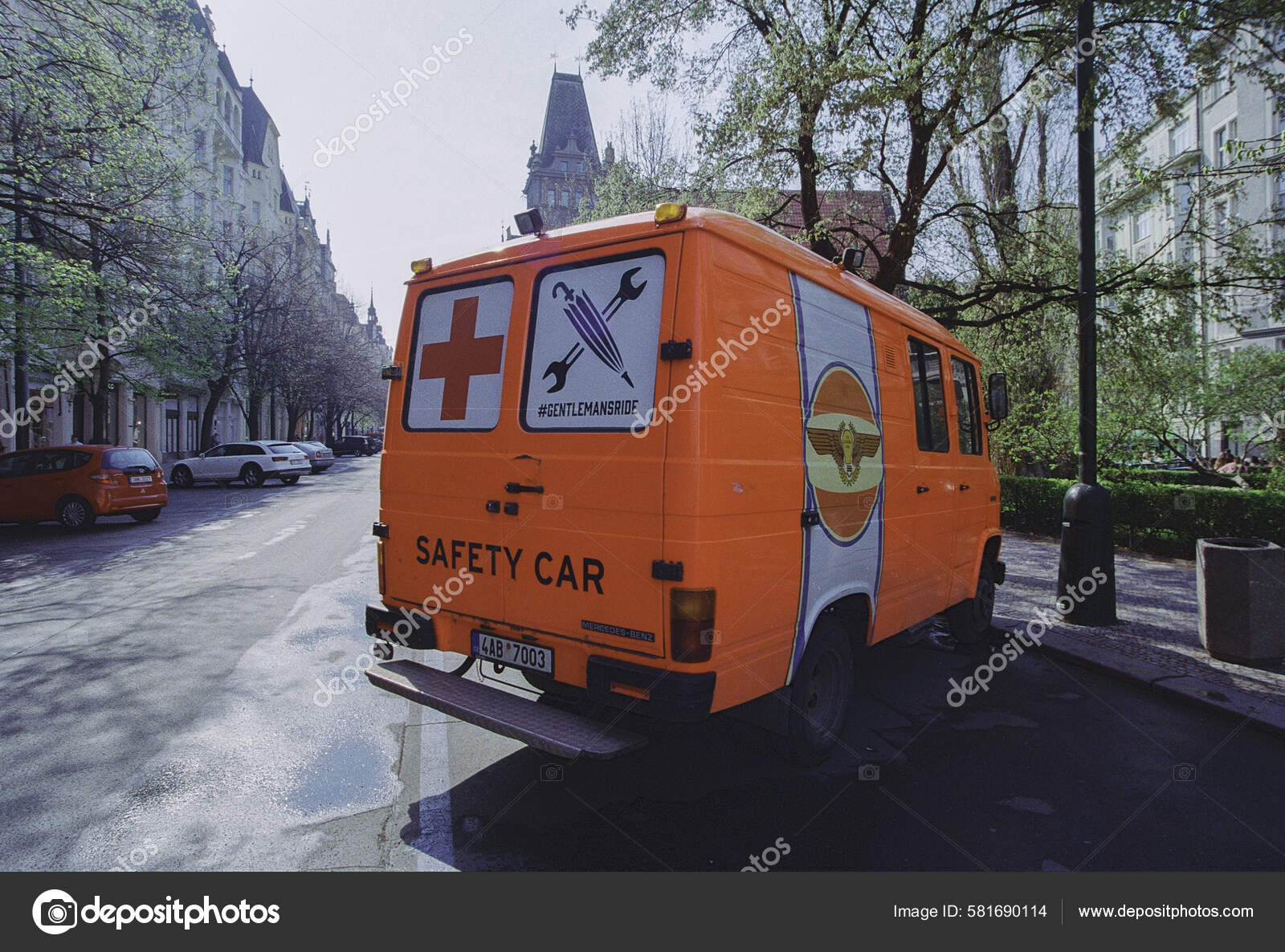 Back View Rare Modified Model Old Mercedes Benz 580D Van – Stock ...