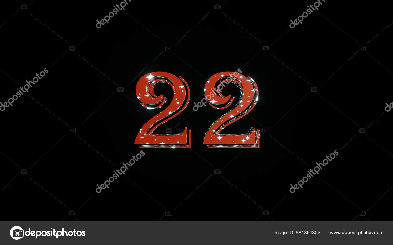 Illustration Red White Shiny Numbers Black Background — Stock Photo ...