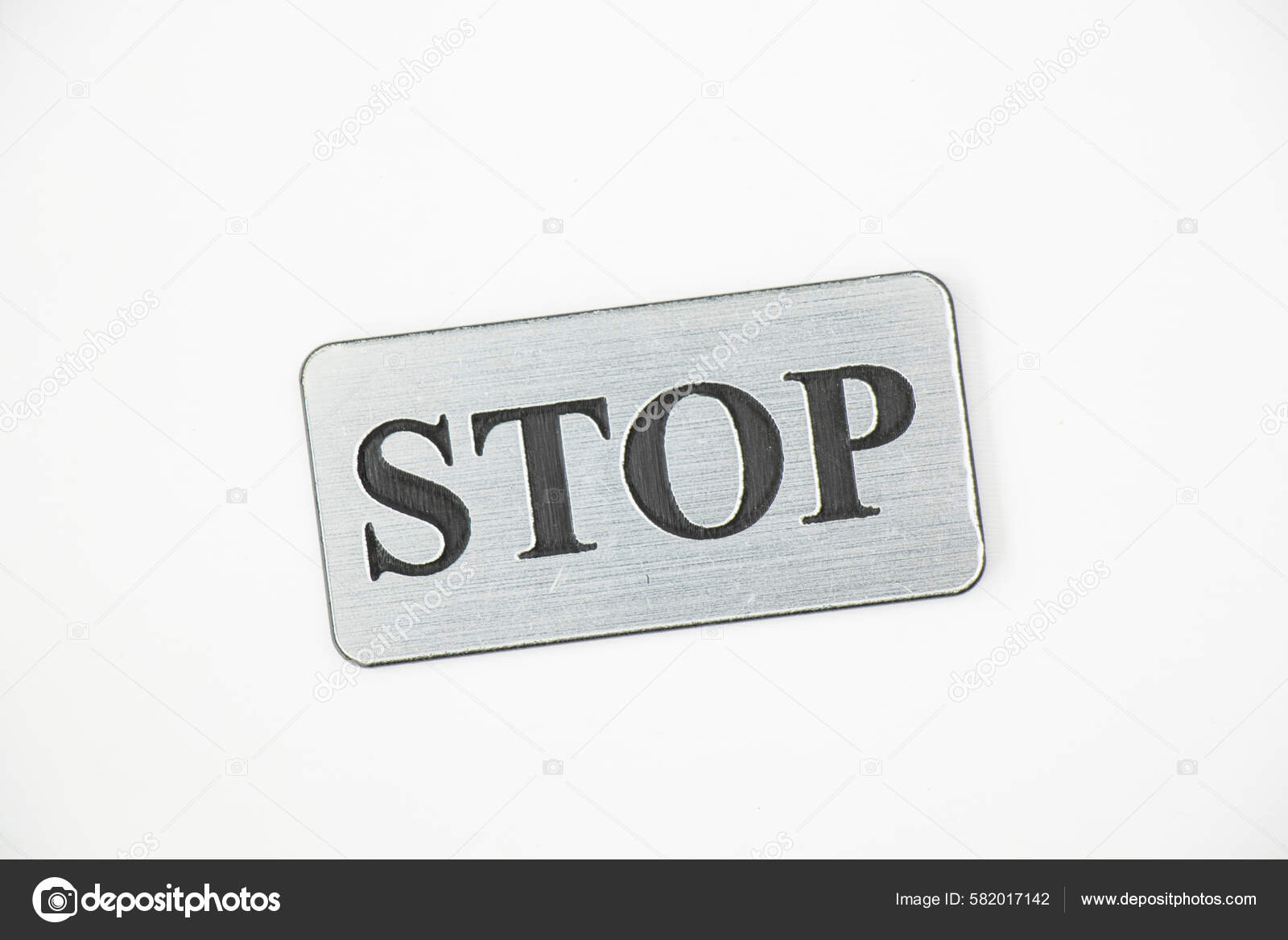 Top View Black Grey Stop Sign White Background — Stock Photo ...