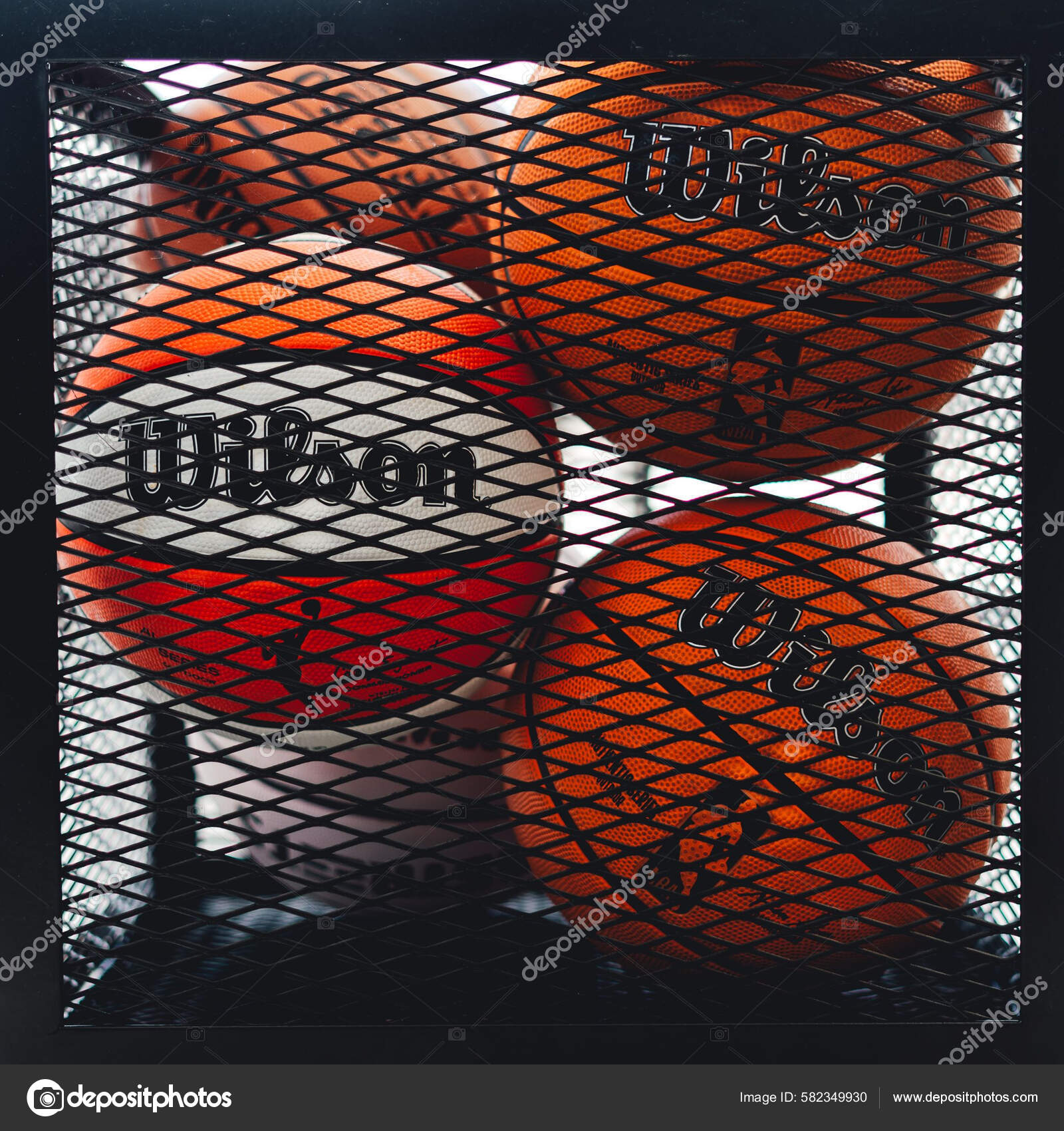 Stack Orange Wilson Basketball Balls Portable Cage — Stock Editorial ...