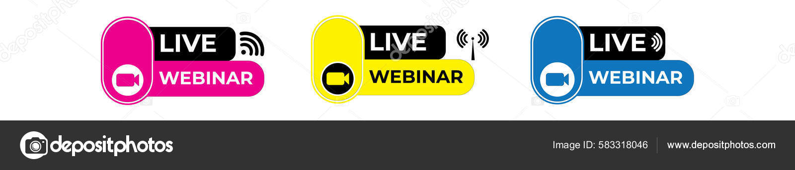 Vector Illustration Live Webinar Icon Three Colors White Background ...