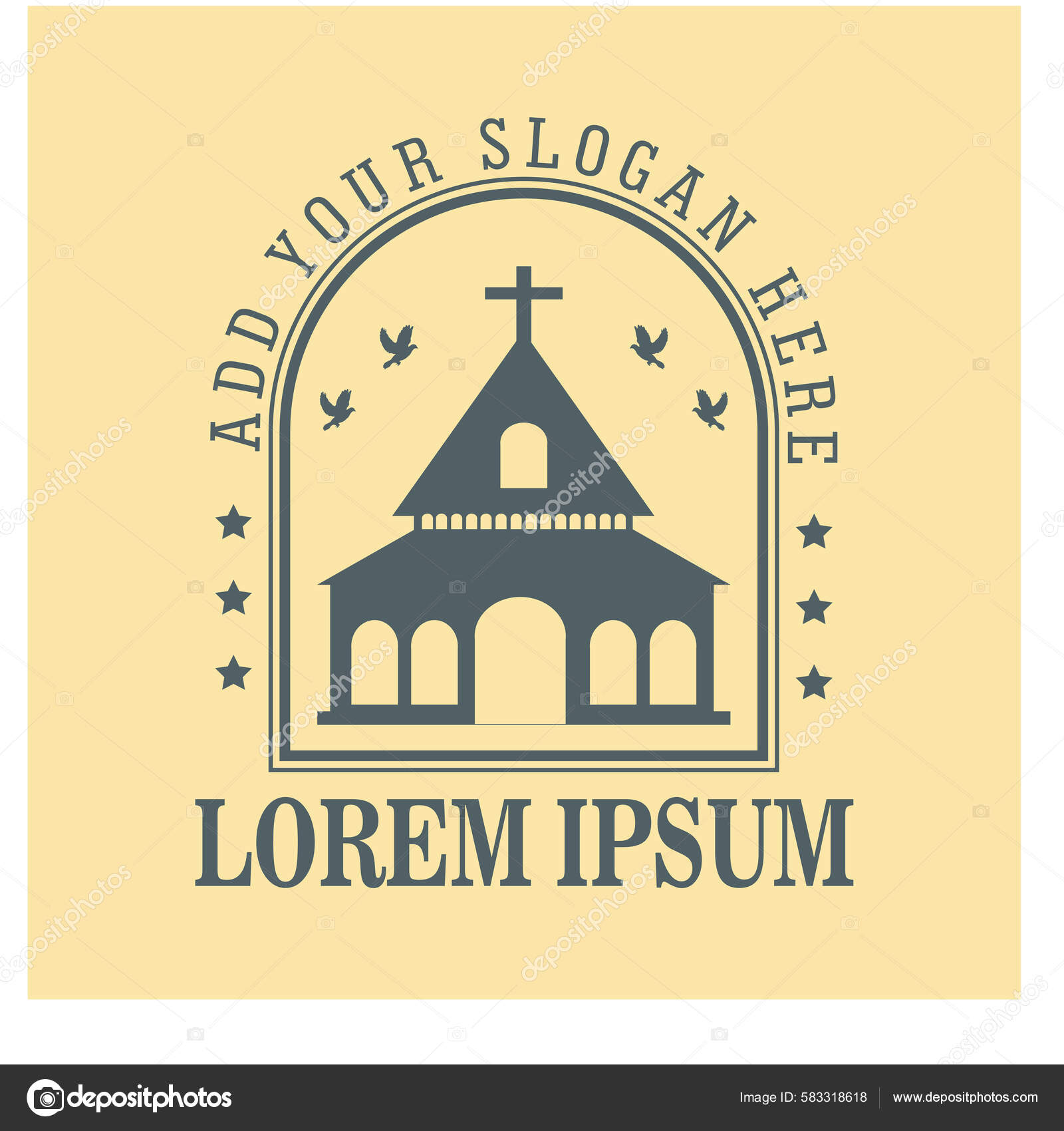 Vintage Logo Kostela Které Lze Použít Pro Ikony Loga Šablony Stock ...