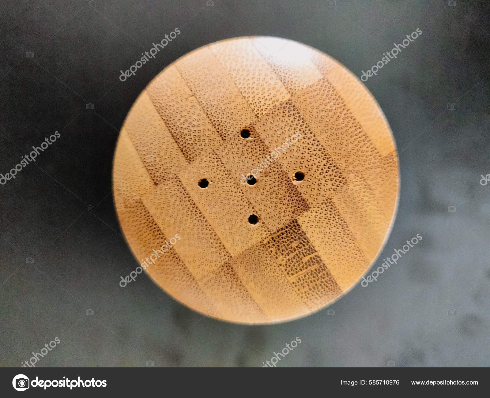 Overhead Shot Button Wooden Texture Isolated Gray Background — Stock ...