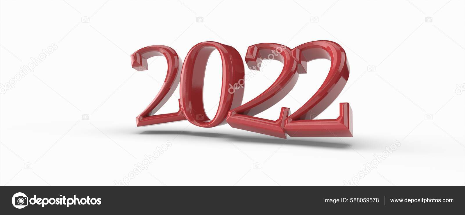 Rendering Year 2022 Red Isolated White Background — Stock Photo ...