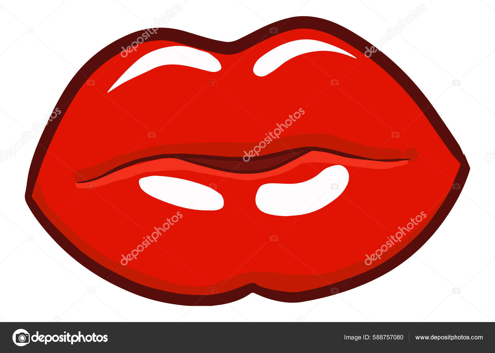 Colorful Vector Illustration Red Kissing Lips Stock Vector by ...