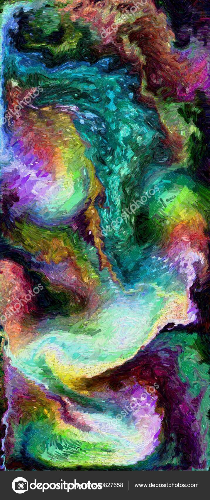 Digital Render Painterly Styled Patterns Smooth Flowing Lines Bubbles ...