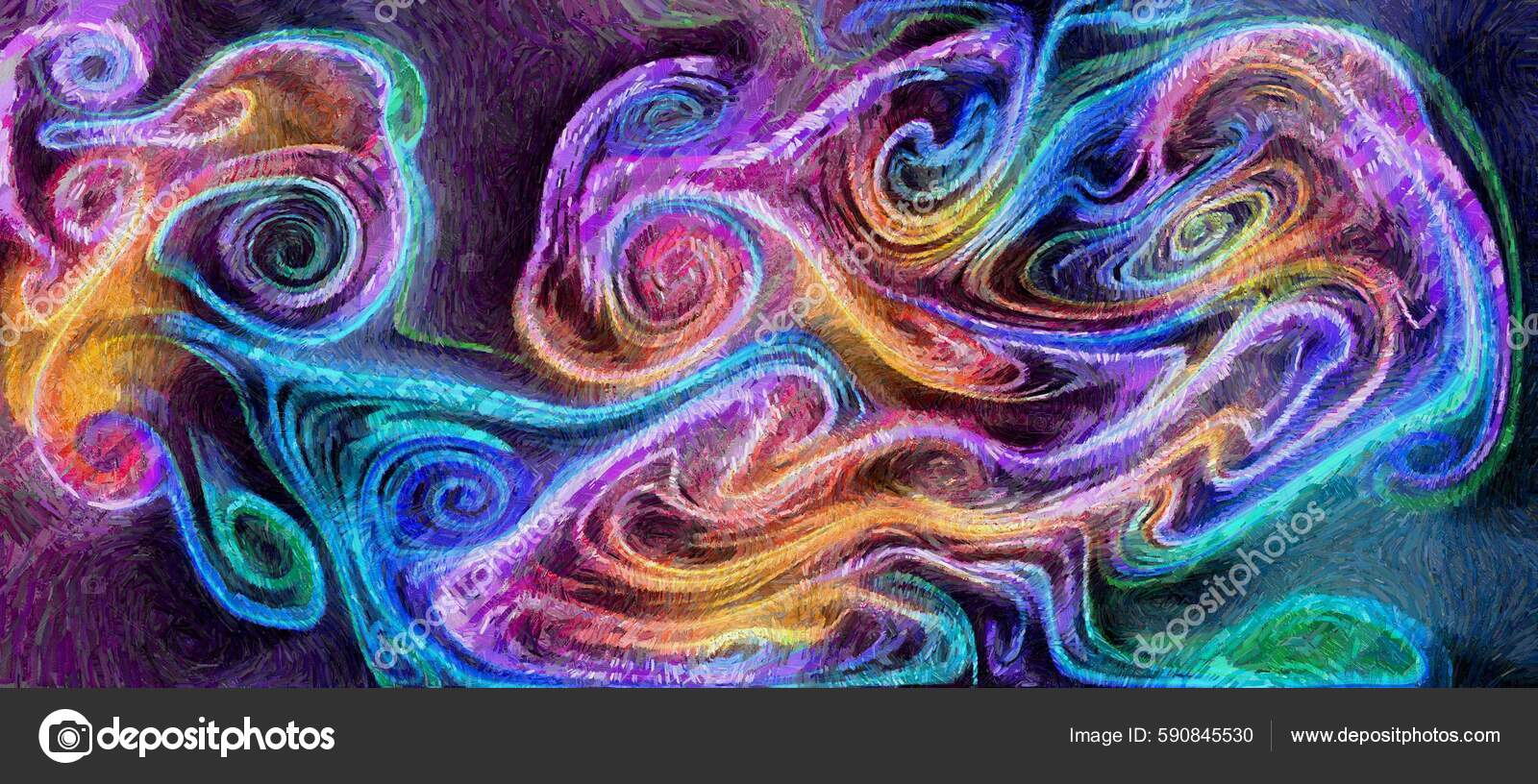Digital Render Painterly Styled Patterns Smooth Flowing Lines Bubbles ...