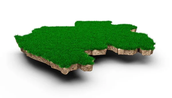 Una Ilustración En 3d Del Mapa De Gabón Con La Sección Transversal De