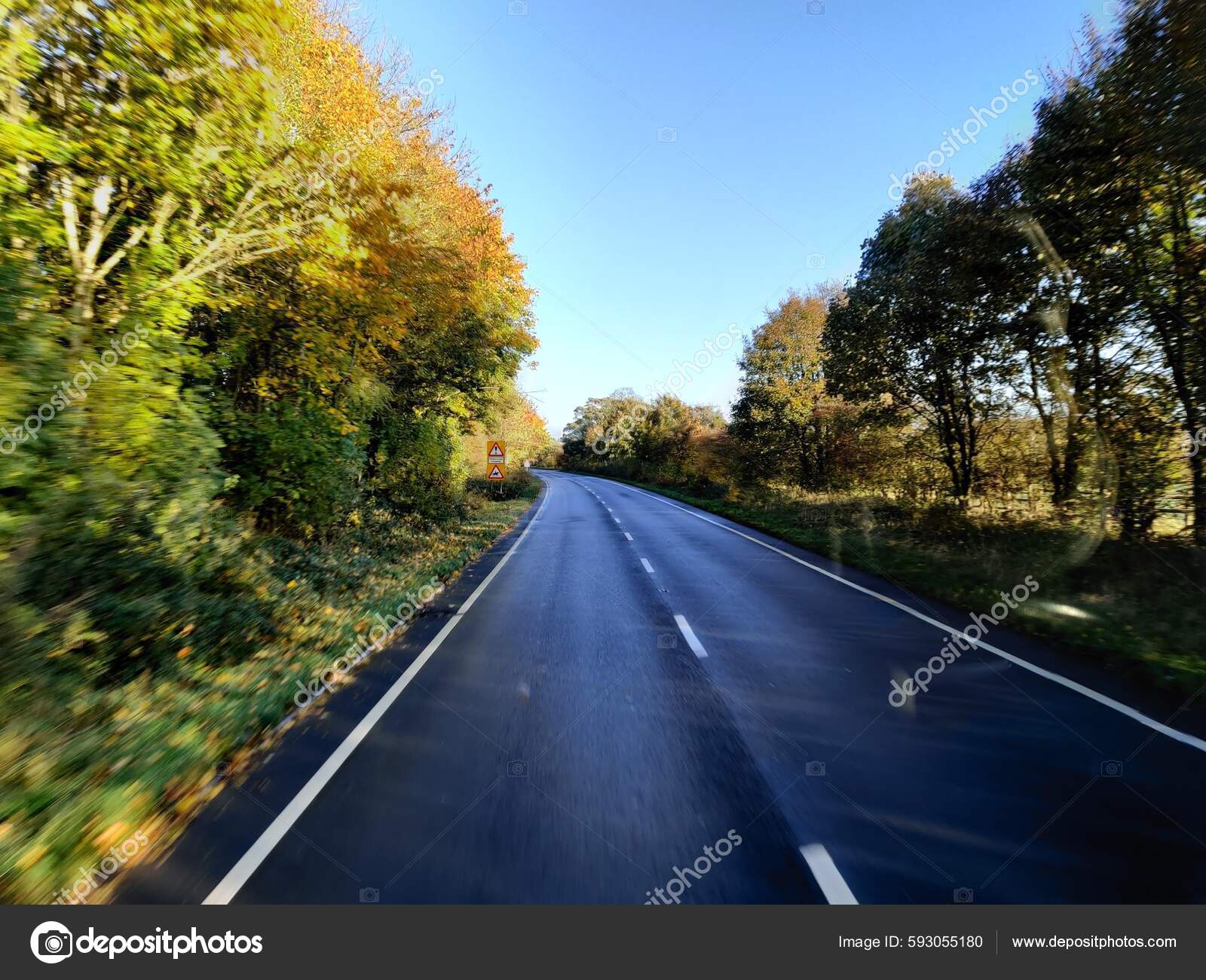 Straight Highway Trees Side — Stock Photo © wirestock_creators #593055180