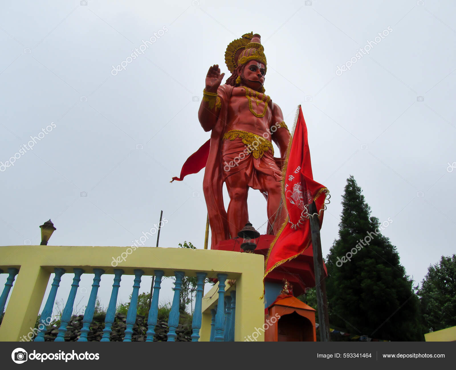 View Haunman Hindu God's Statue Kalimpong Sikkim Temple Flag Trees ...