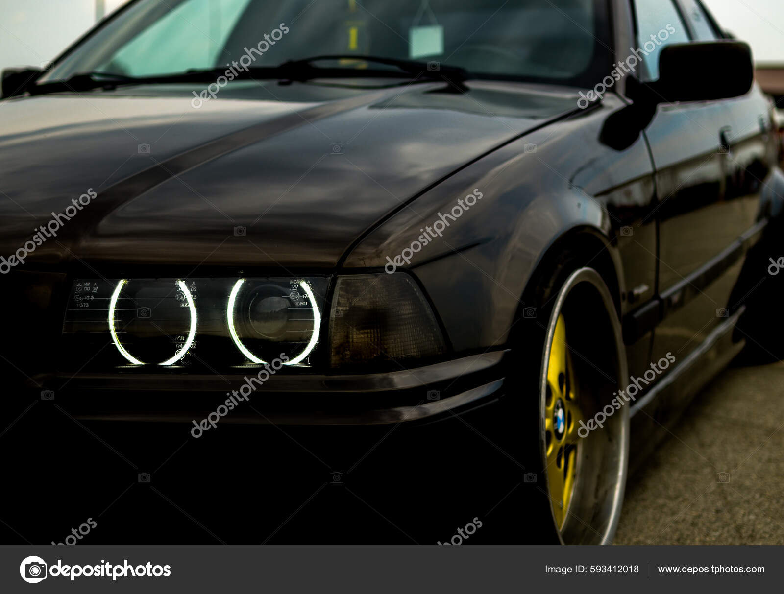 Closeup Shot Black Bmw Low Rider Car — Stock Editorial Photo ...