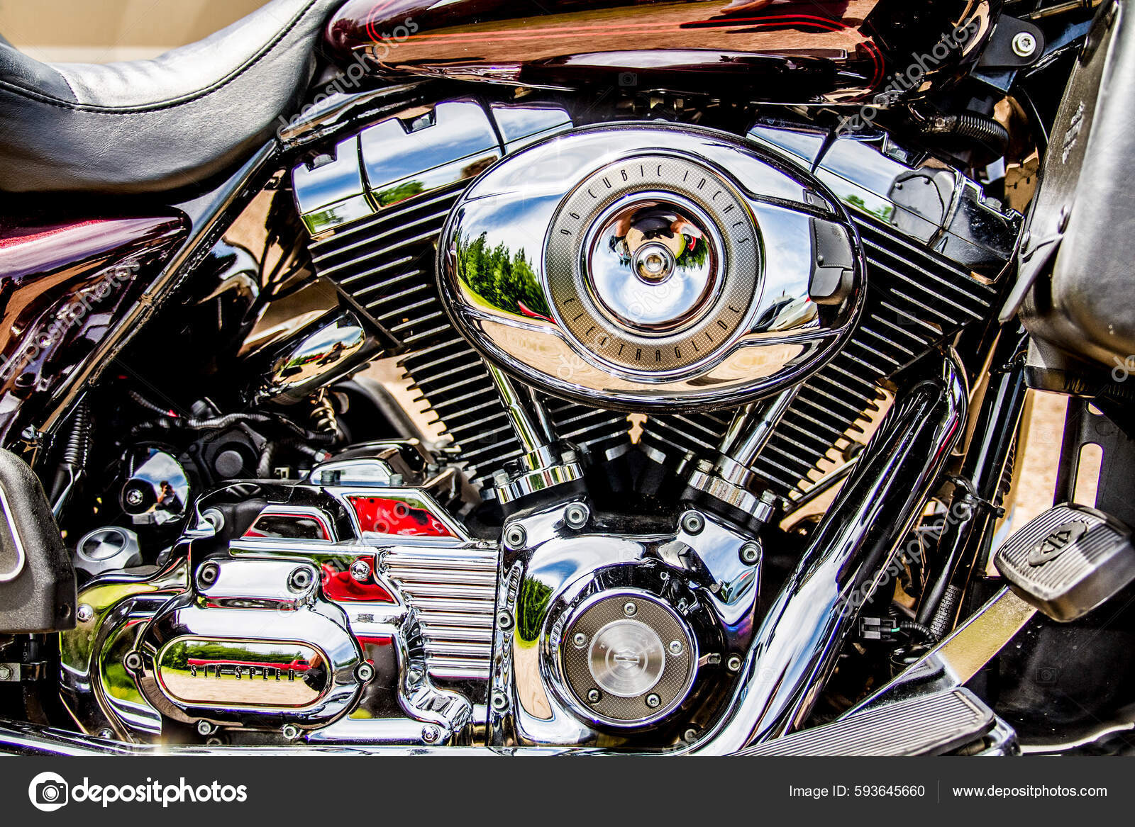 Closeup Harley Davidson Chrome Motorcycle Engine — Stock Photo ...