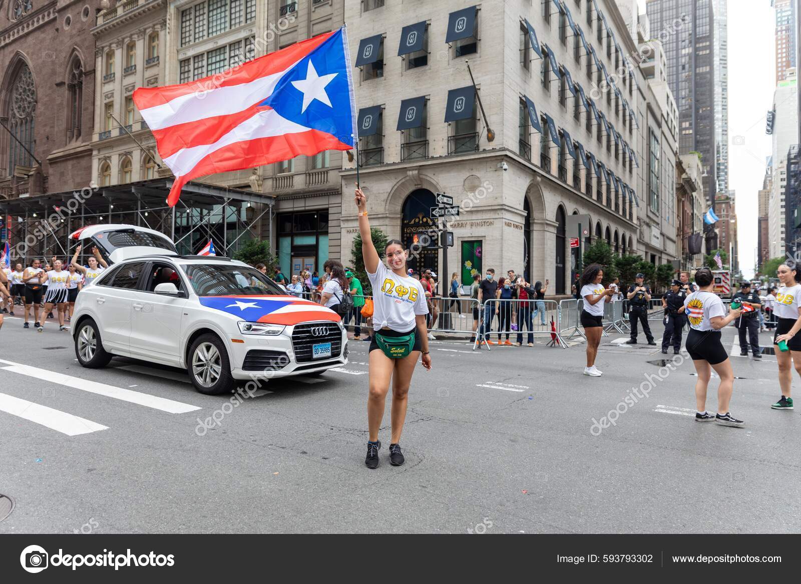 Large Crowd Celebrating Puerto Rican Day Parade 2022 Streets New ...