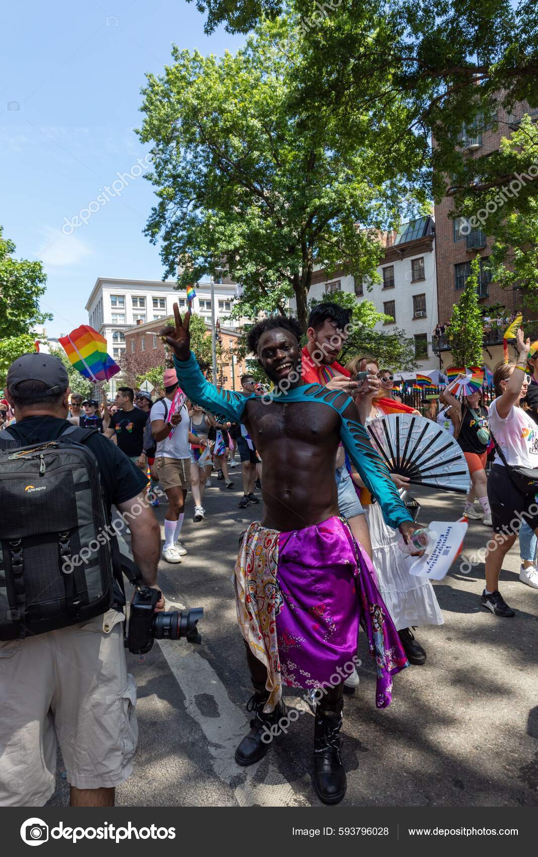Cheerful People Walking Pride Parade New York City June 26Th — Stock ...