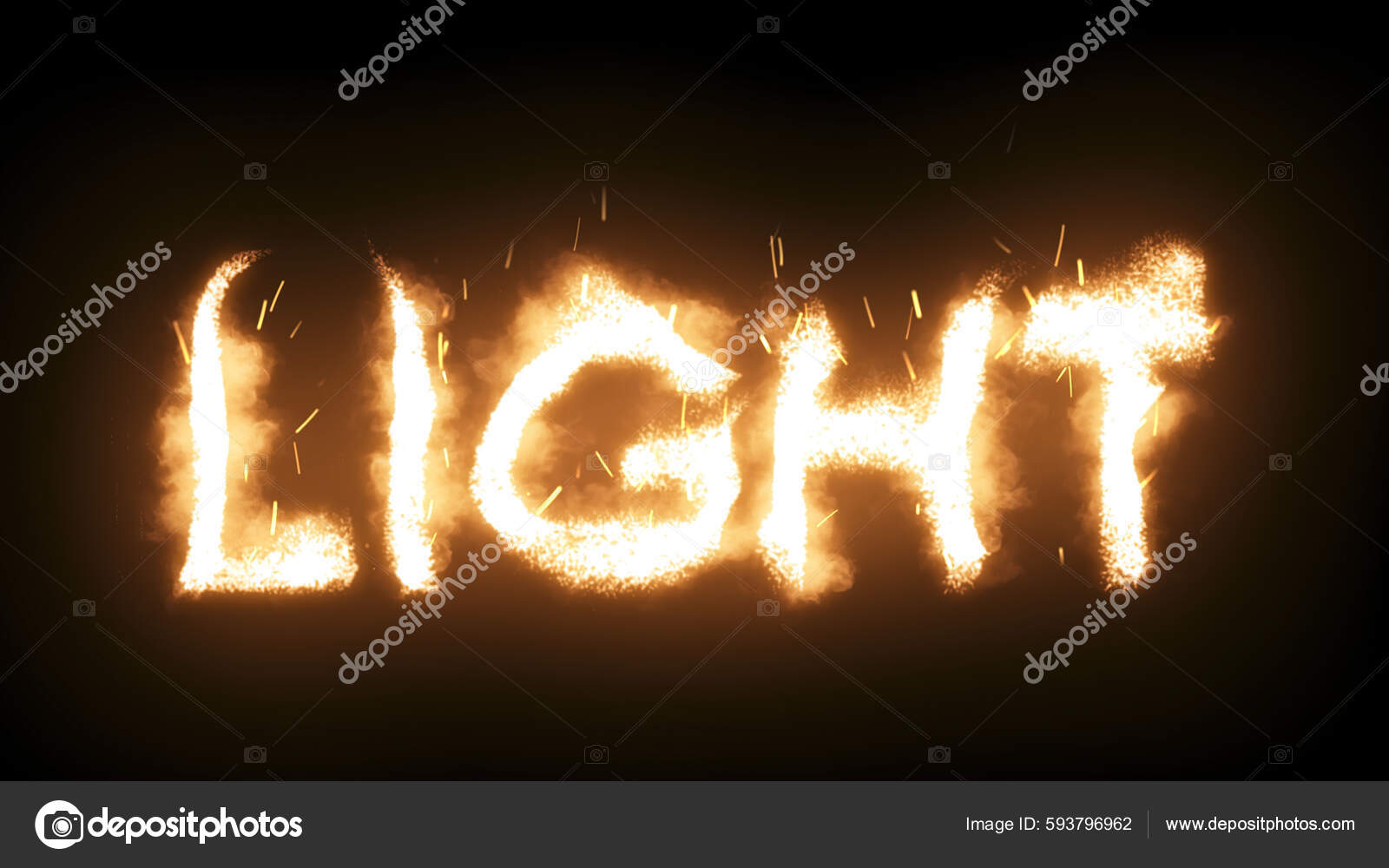 Word Light Written Fire Isolated Black Background — Stock Photo ...